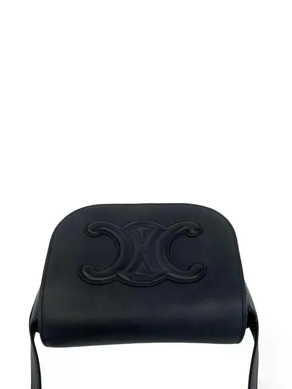 Celine 2022 Calfskin Cuir Triomphe Folco Crossbody Bag - Black