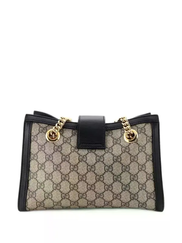 Gucci Padlock Chain Tote Gg Coated Canvas With Leather Small Shoulder Bag