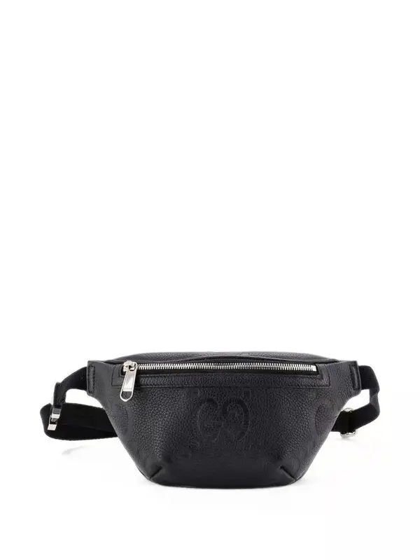 Gucci Jumbo Gg Embossed Leather Small Belt Bag - Black