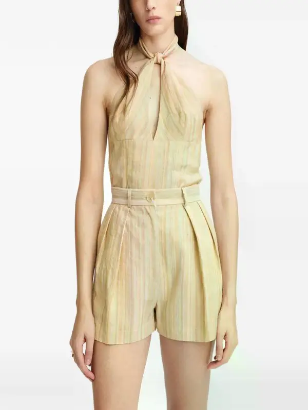 Matthew Bruch Pleated Striped Shorts