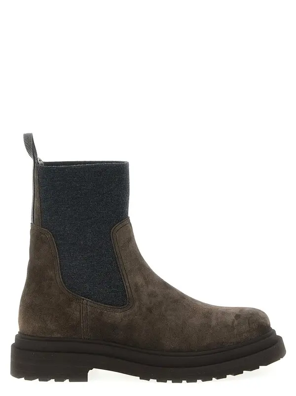 Brunello Cucinelli Precious Loop Detail' Ankle Boots - Brown