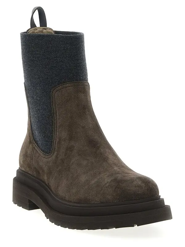 Brunello Cucinelli Precious Loop Detail' Ankle Boots - Brown