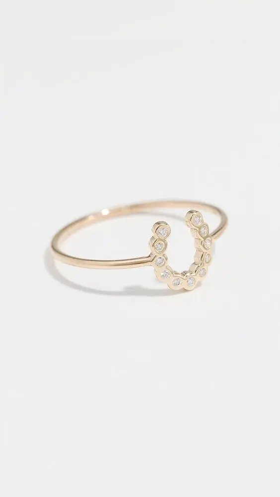 Zoe Chicco 14k Bezel Diamond Horseshoe Ring