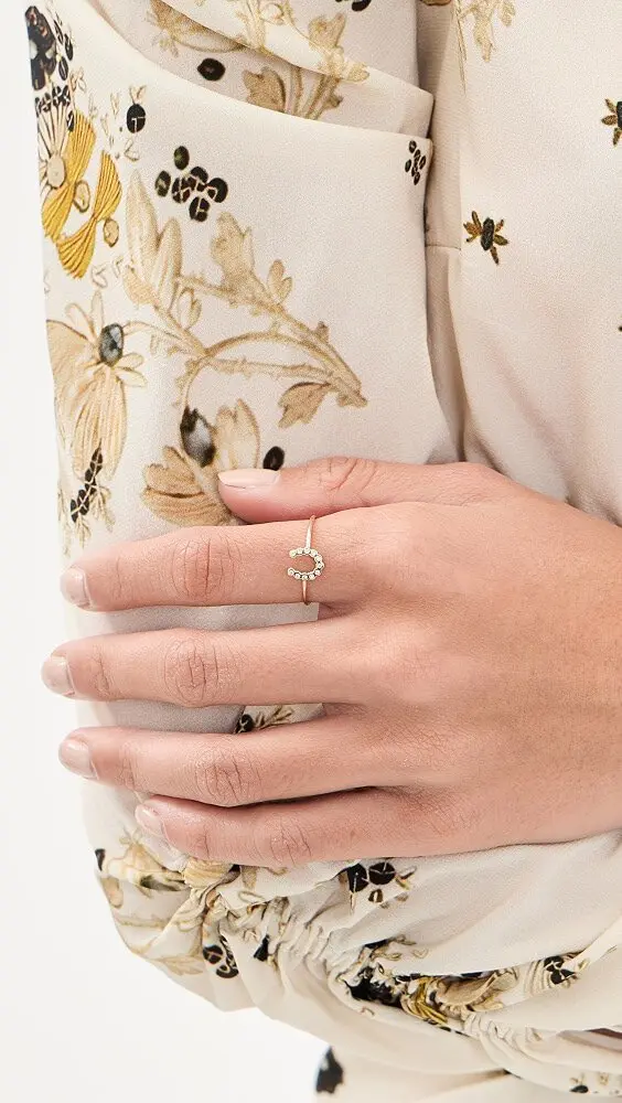 Zoe Chicco 14k Bezel Diamond Horseshoe Ring
