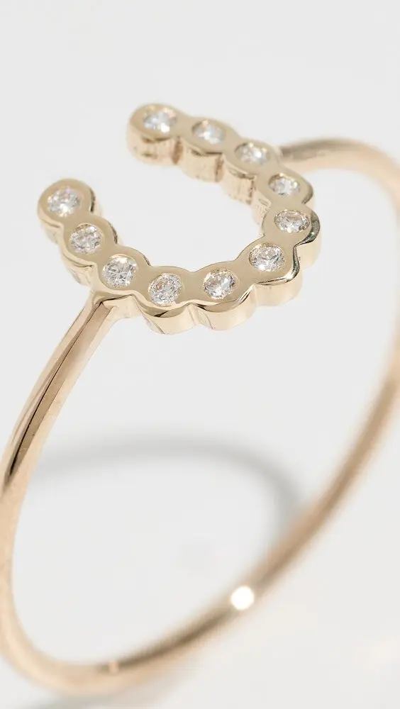 Zoe Chicco 14k Bezel Diamond Horseshoe Ring