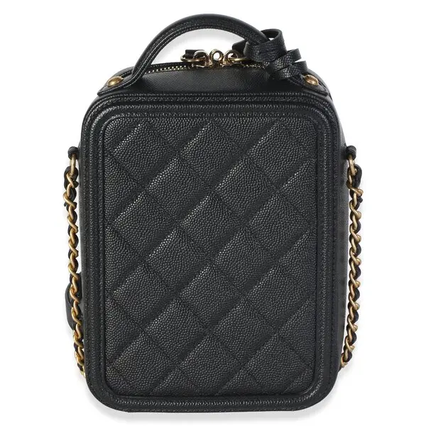 Chanel Quilted Caviar North South Filigree Vanity Case