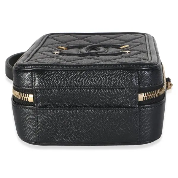 Chanel Quilted Caviar North South Filigree Vanity Case