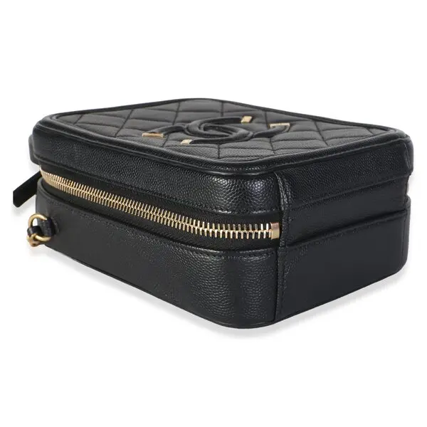 Chanel Quilted Caviar North South Filigree Vanity Case