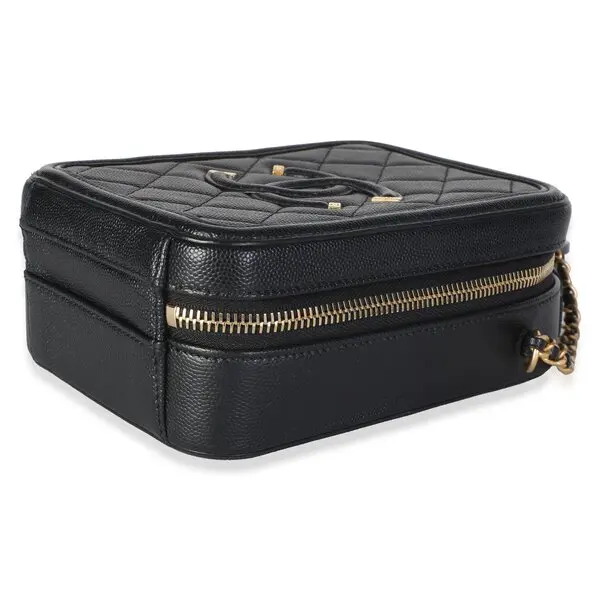 Chanel Quilted Caviar North South Filigree Vanity Case