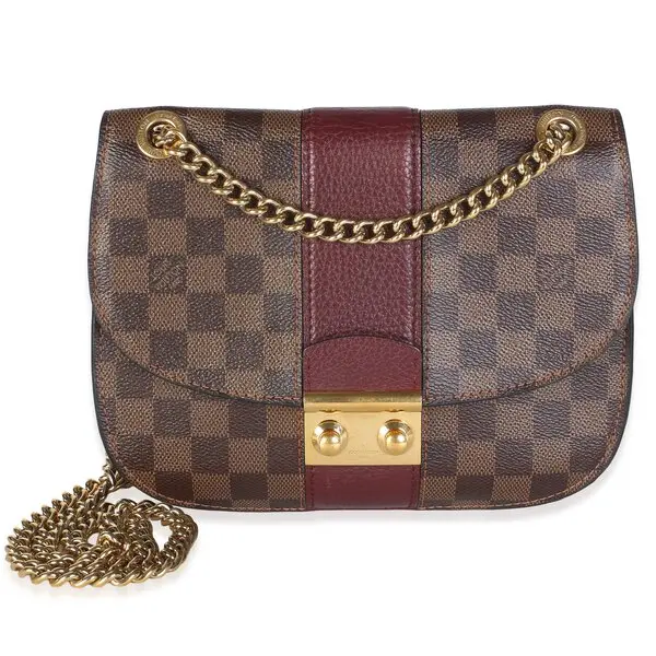 LOUIS VUITTON Bordeaux Damier Ebene Cuir Taurillon Wight Chain Bag - Brown