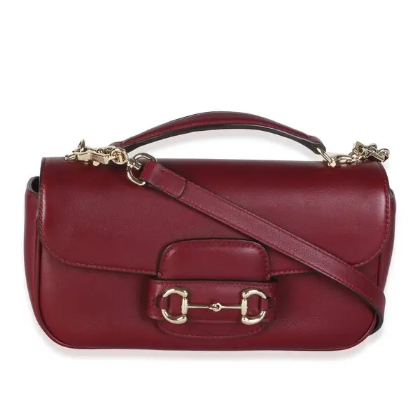 Gucci Rosso Ancora Arabella Calfskin Soft Horsebit 1955 Top Handle Bag - Red