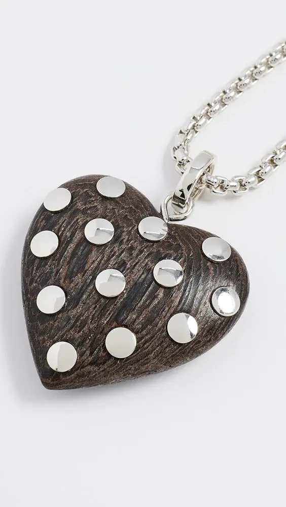 ROXANNE ASSOULIN The Big Studded Wood Pendant Necklace