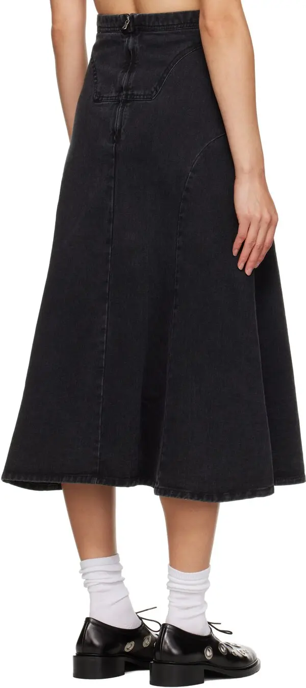Sea Patchwork Denim Mid-length Skirt