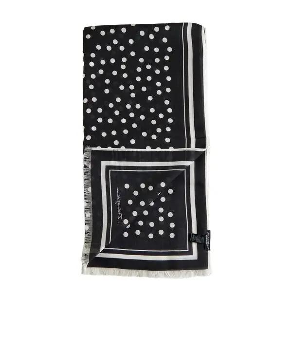 Dolce & Gabbana Dolce Gabbana Polka Dot Printed Frayed Edge Scarf