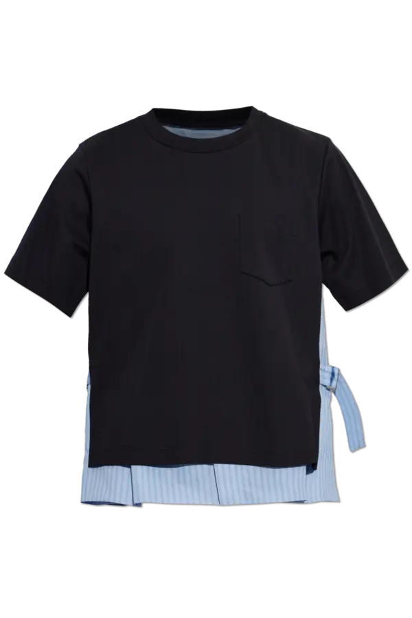 Sacai T-shirt Made Of Combined Fabrics - Navy Blue