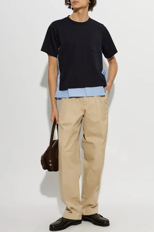 Sacai T-shirt Made Of Combined Fabrics