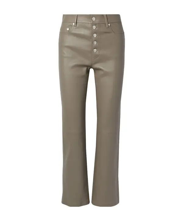 JOSEPH Den Cropped Leather Straight-leg Pants - Green
