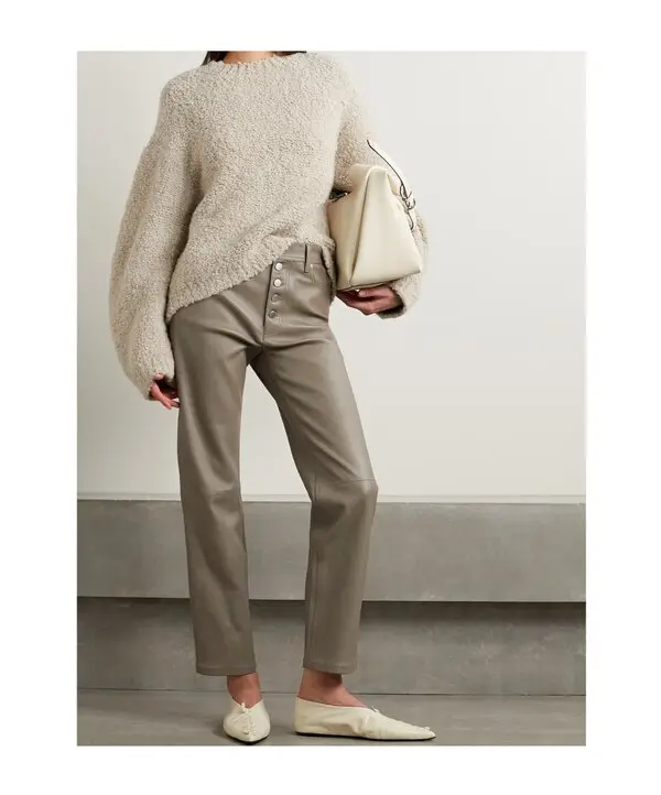 JOSEPH Den Cropped Leather Straight-leg Pants