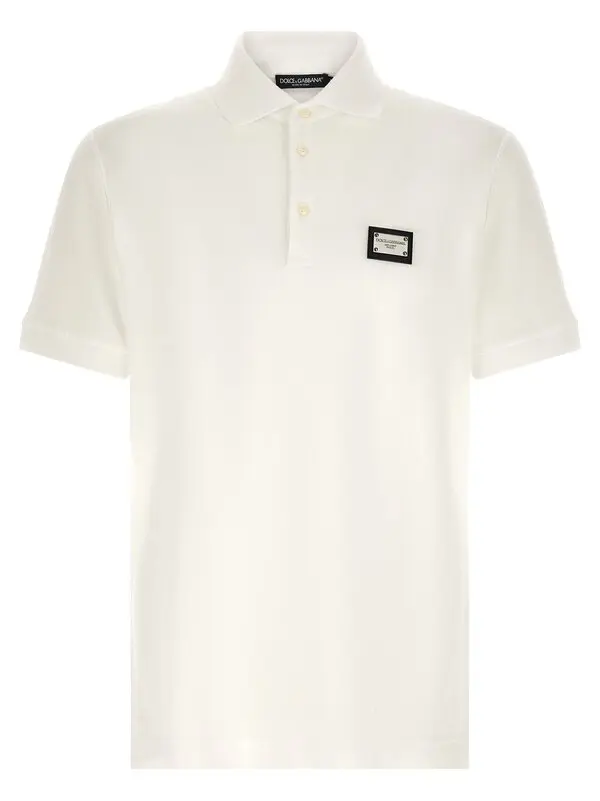 Dolce & Gabbana Logo Plate Polo Shirt - White