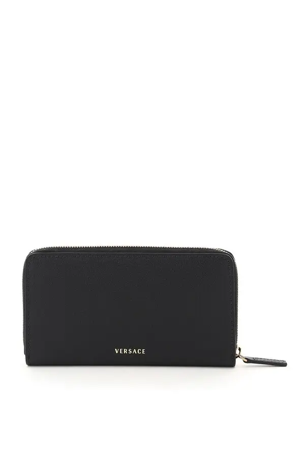 Versace Logo Detailed Zipped Wallet
