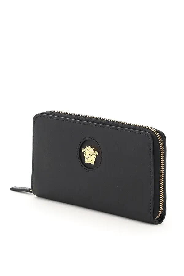 Versace Logo Detailed Zipped Wallet