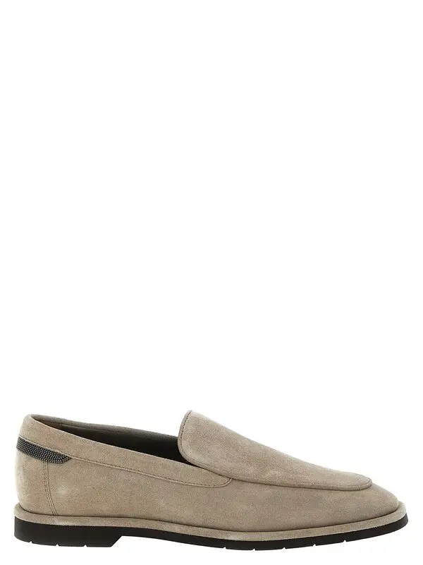 Brunello Cucinelli Monile' Suede Loafers - Cream