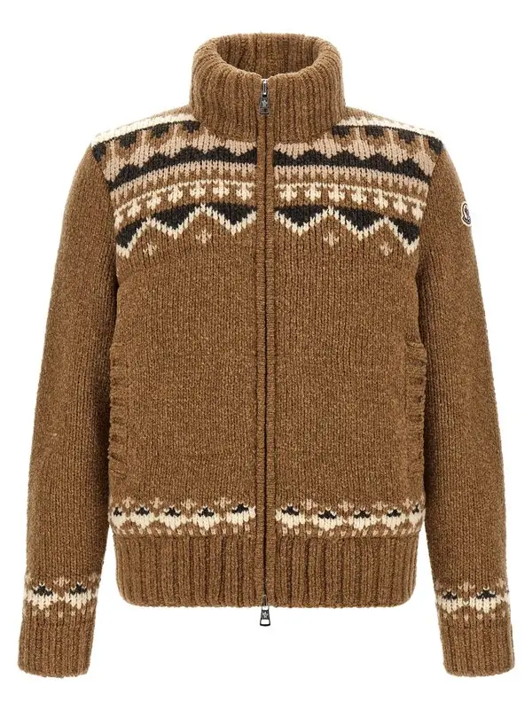Moncler Geometric Bouclé Cardigan