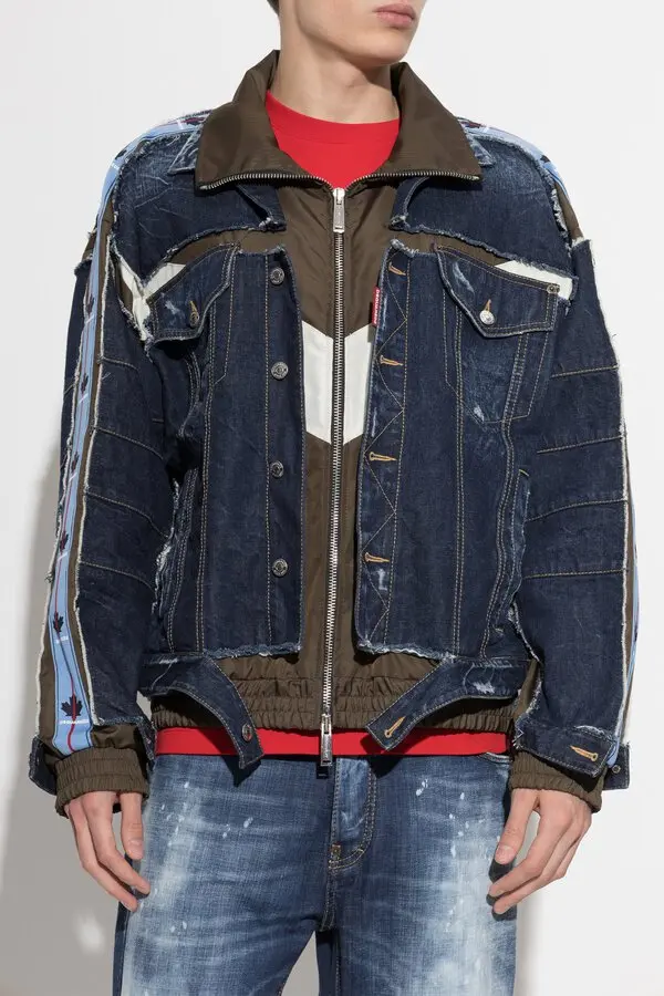 Dsquared2 Denim Jacket With Sewn-in Logo - Navy Blue