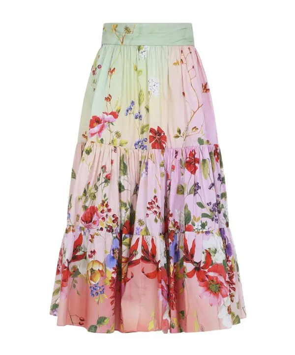 Roberto Cavalli Floral Print Skirt - Green/fuchsia