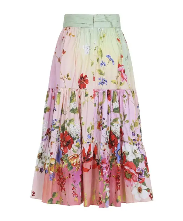 Roberto Cavalli Floral Print Skirt - Green/fuchsia