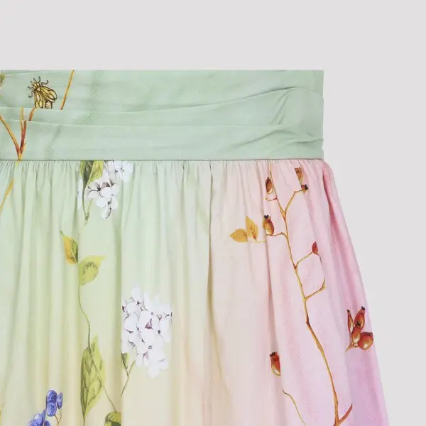 Roberto Cavalli Floral Print Skirt - Green/fuchsia