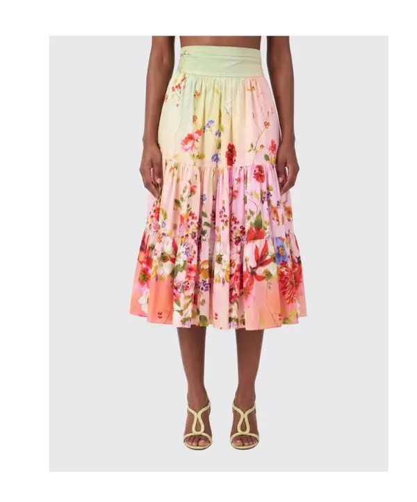 Roberto Cavalli Floral Print Skirt - Green/fuchsia