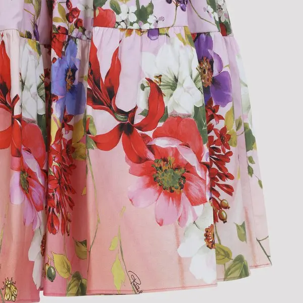 Roberto Cavalli Floral Print Skirt - Green/fuchsia