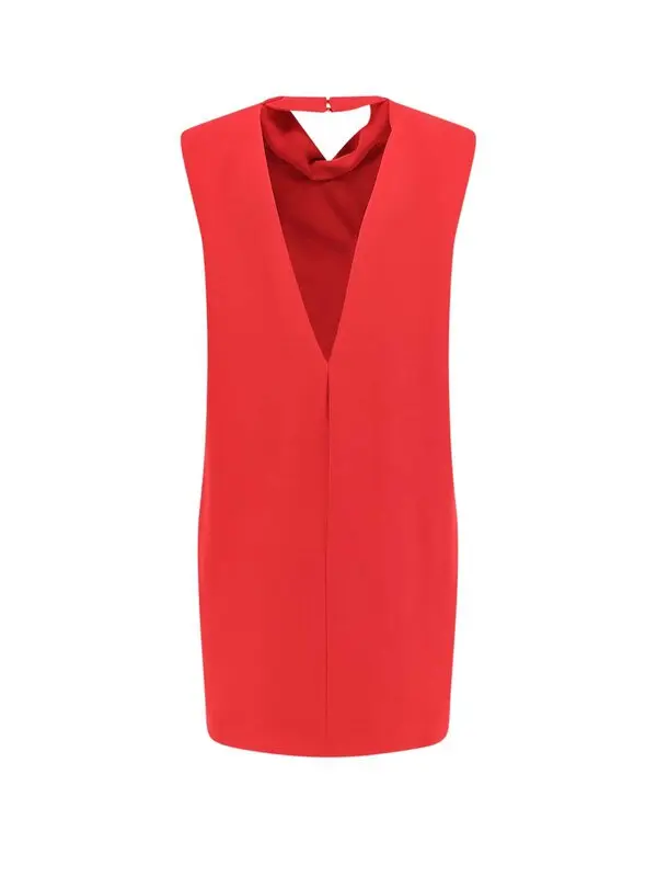 Valentino Garavani Draped Neck V-back Mini Dress - Red