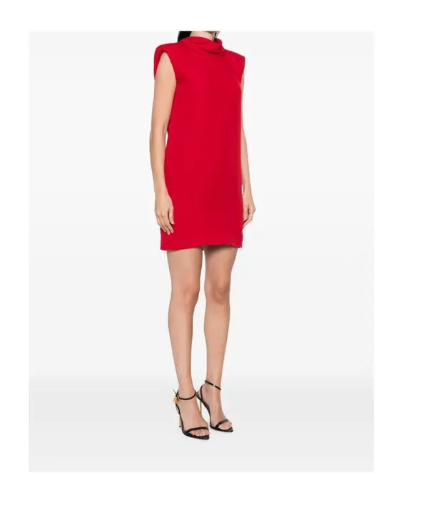 Valentino Garavani Draped Neck V-back Mini Dress - Red