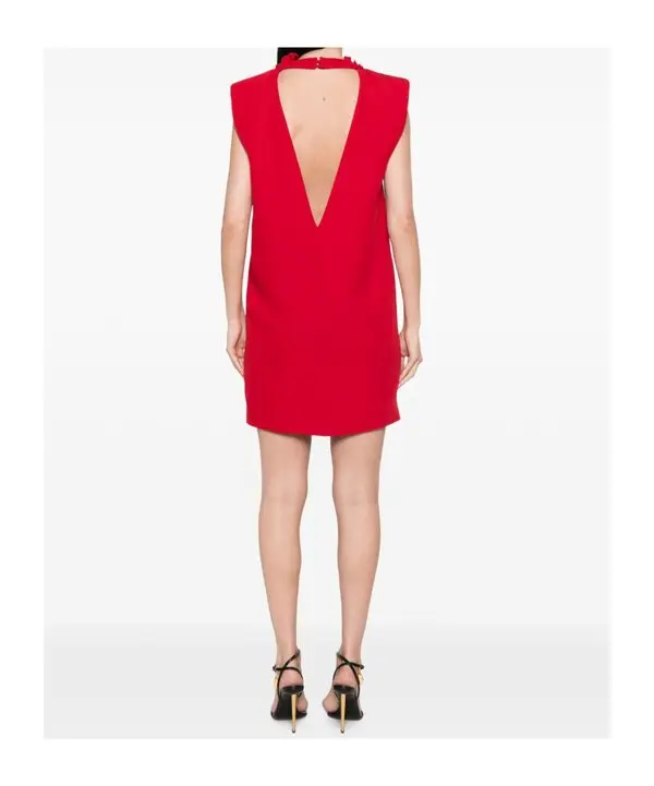 Valentino Garavani Draped Neck V-back Mini Dress - Red