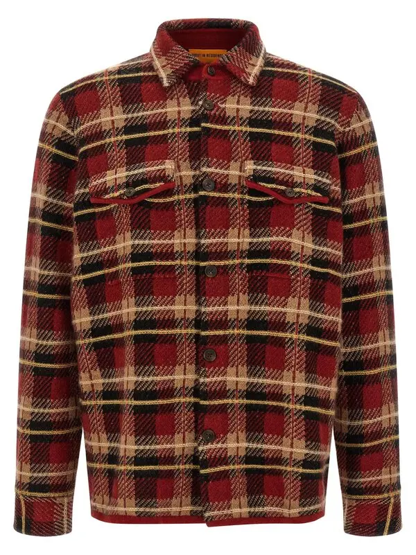 Guest In Residence Plaid Work' Shirt - Red