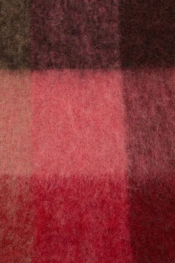 Acne Studios Mohair Check Scarf - Red/pink/beige