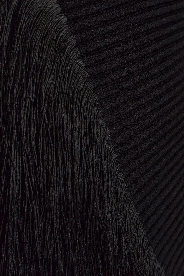 Alaïa Asymmetric Fringed Strapless Dress - Black
