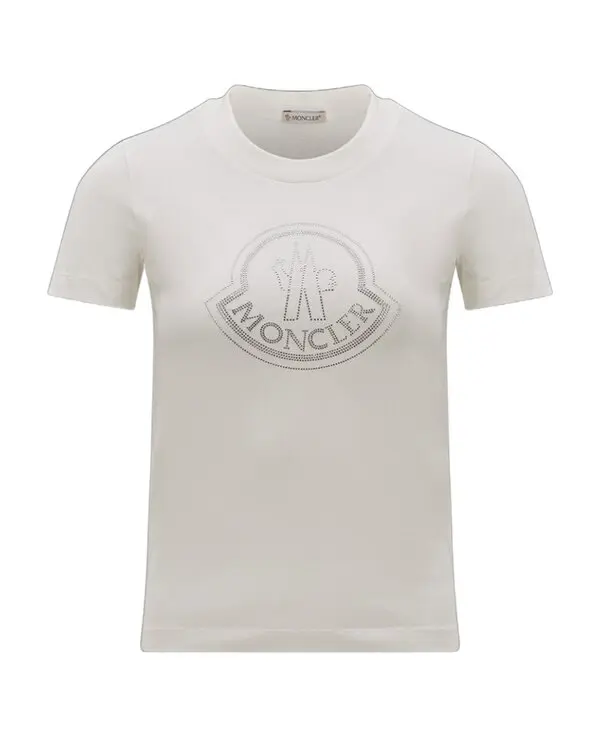 Moncler Logo Embellished Crewneck T-shirt - White