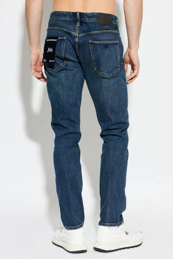 Emporio Armani Logo Plaque Tapered Jeans