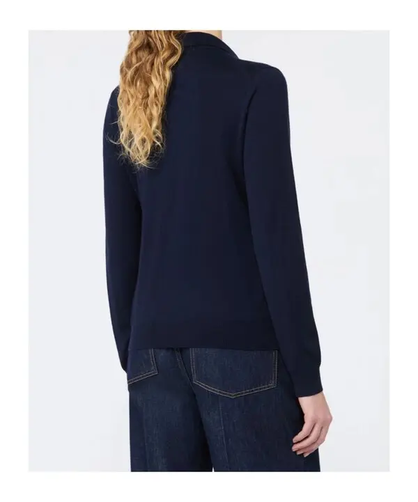 Max Mara Wkdcappa V-neck Knitted Polo Shirt - Navy Blue