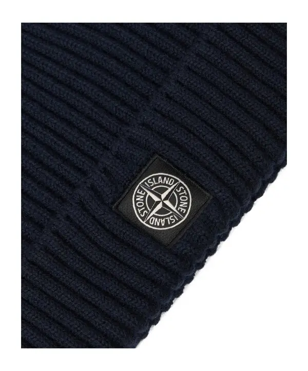 Stone Island Beanie With Compass Logo Patch