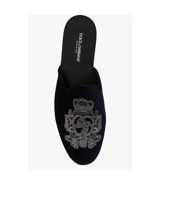 Dolce & Gabbana Dolce Gabbana Slip-on Velvet Embroidered Slippers