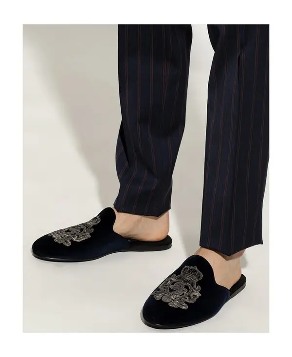 Dolce & Gabbana Dolce Gabbana Slip-on Velvet Embroidered Slippers