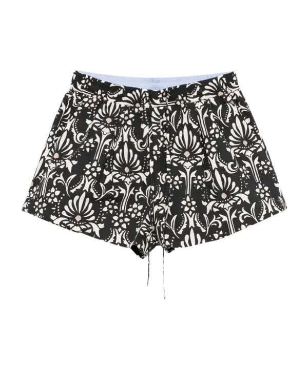 Pinko Bema Printed Drawstring Shorts - Black