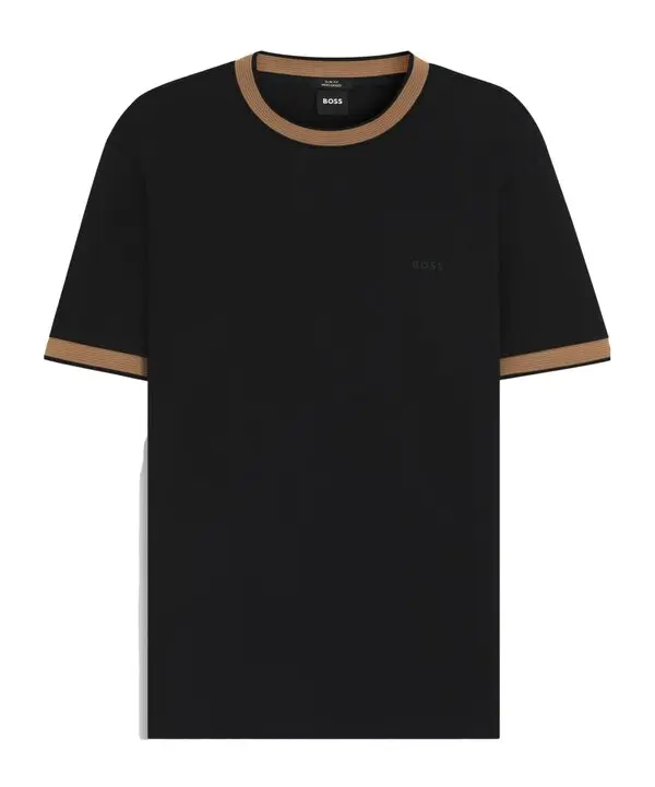 Hugo Boss Contrast-trim Slim-fit T-shirt - Black