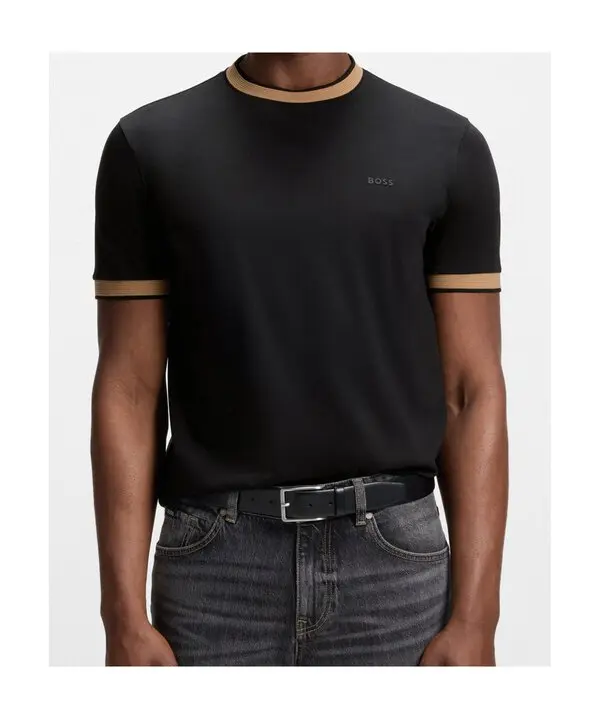 Hugo Boss Contrast-trim Slim-fit T-shirt - Black