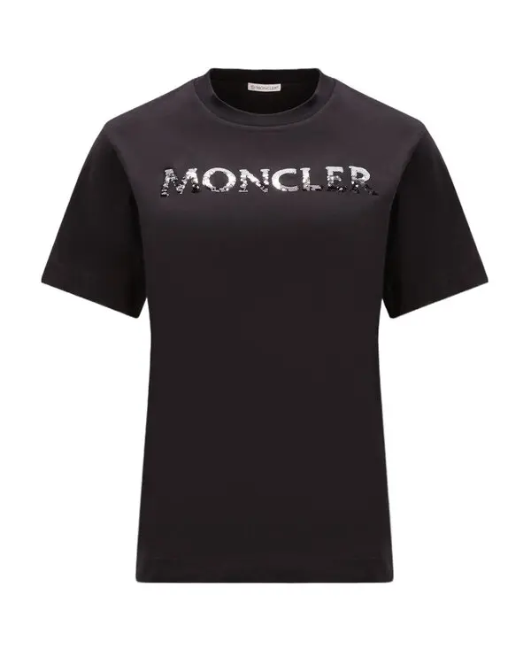 Moncler Logo Embellished Crewneck T-shirt - Black