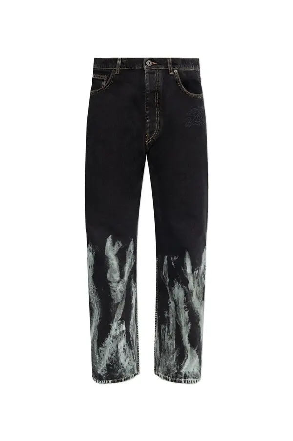 Off-White Logo Patch Straight Leg Jeans